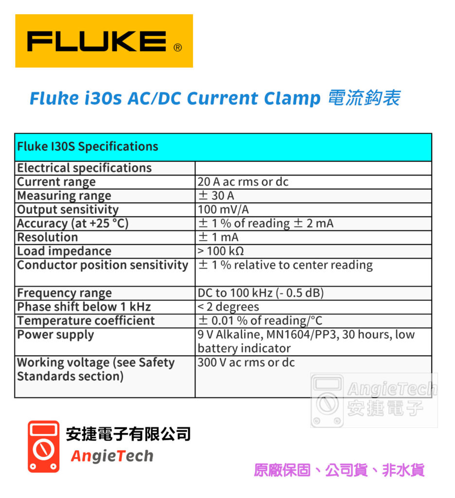 (FLUKE i30S) Fluke i30s AC/DC Current Clamp 電流鈎表 | 熱影像儀 | 邏輯分析儀 | 電表 ...