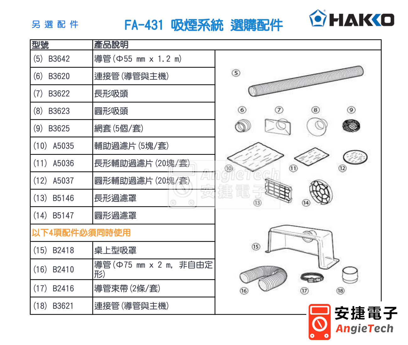HAKKO FA-431吸煙系統 / 贈排煙管2組 | 熱影像儀 | 邏輯分析儀 | 電表 | 烙鐵 | 安捷電子