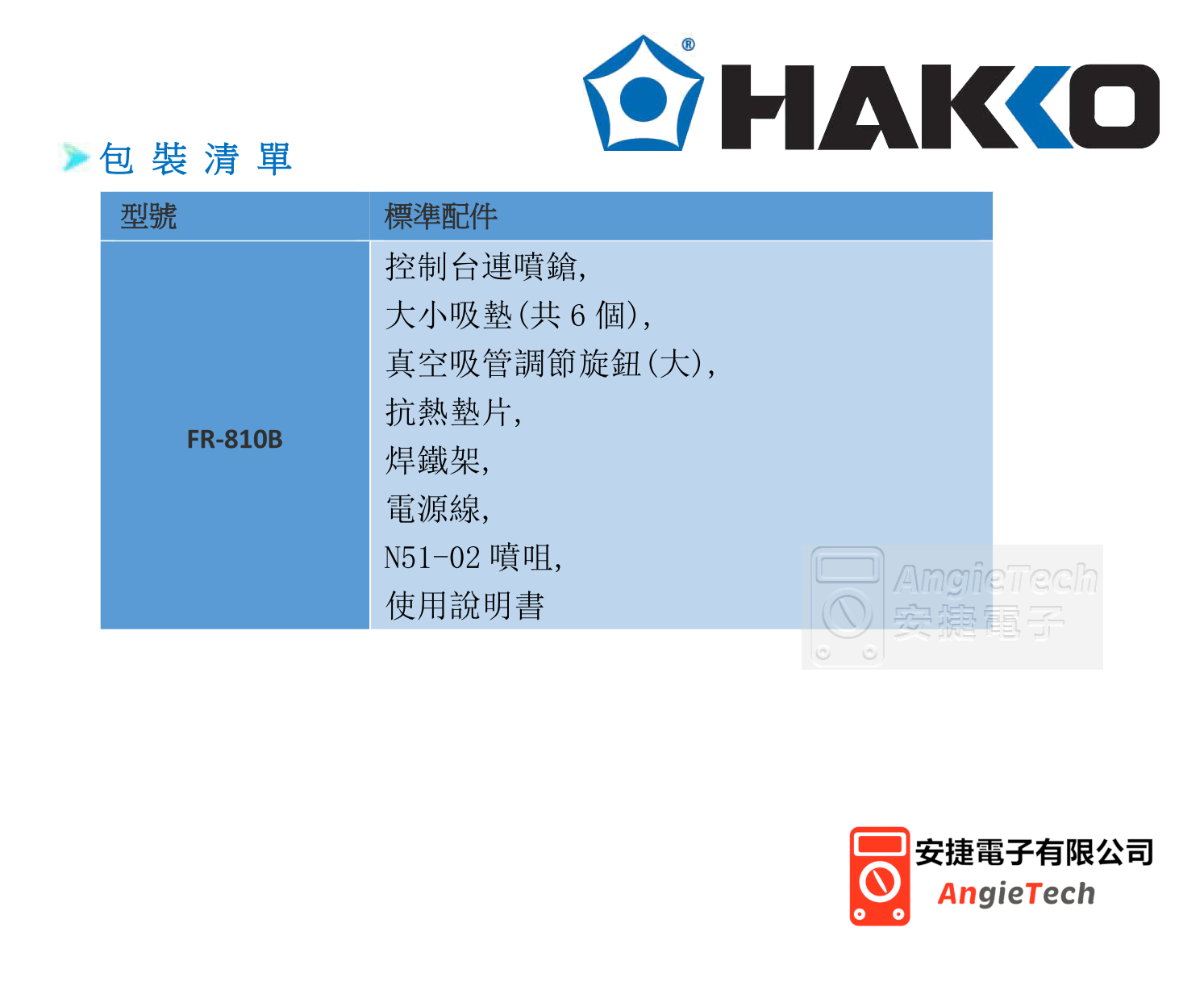 HAKKO FR-810B 熱風式SMT IC拔焊機 / 拆焊機 / 220V | 熱影像儀 | 邏輯分析儀 | 電表 | 烙鐵 | 安捷電子