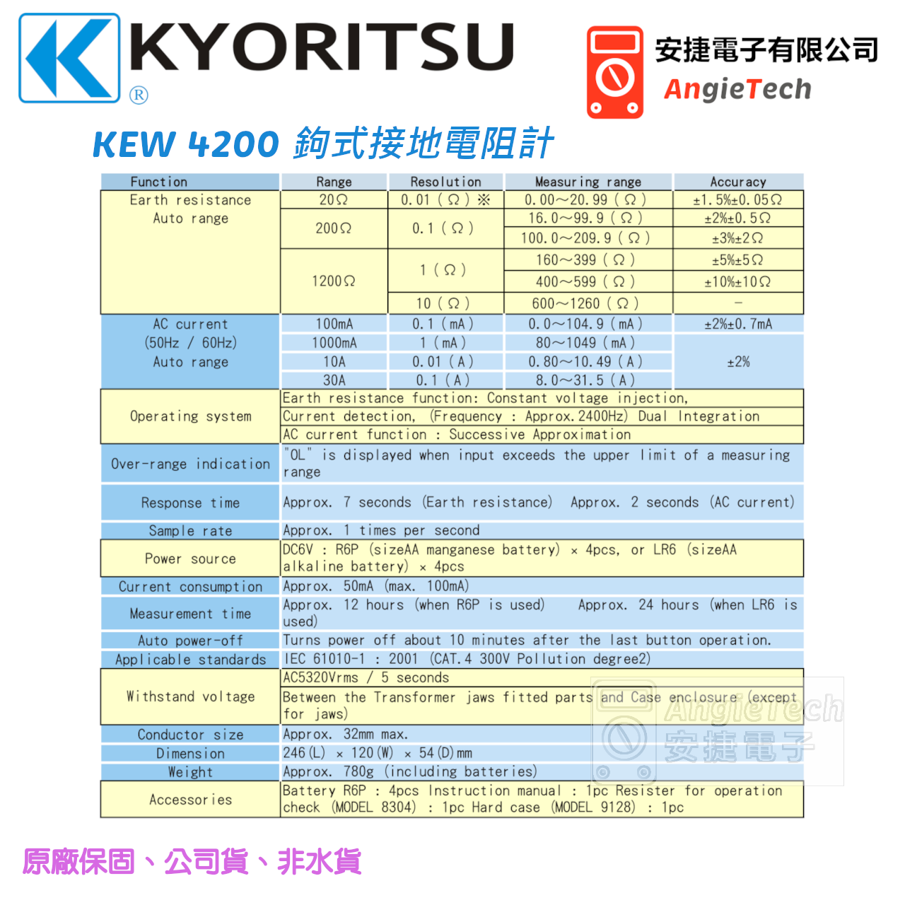 日本 KYORITSU KEW-4200 / 鉤式接地電阻計 | 熱影像儀 | 邏輯分析儀 | 電表 | 烙鐵 | 安捷電子