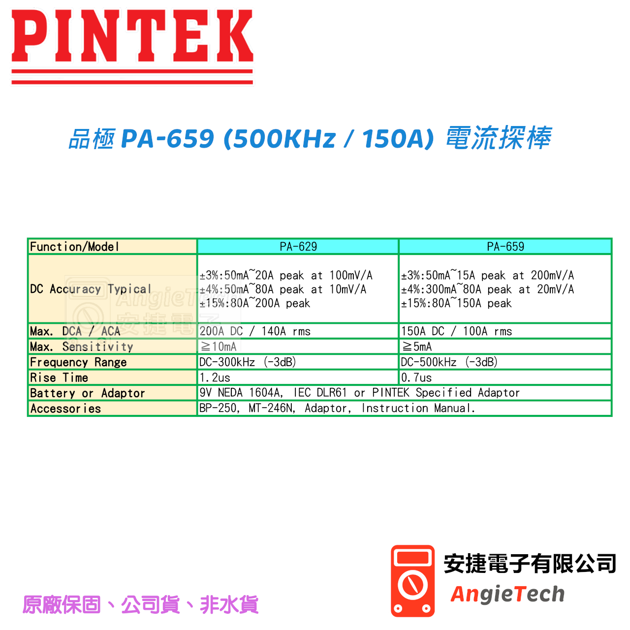 Pintek PA-659 / 電流探頭 | 熱影像儀 | 邏輯分析儀 | 電表 | 烙鐵 | 安捷電子